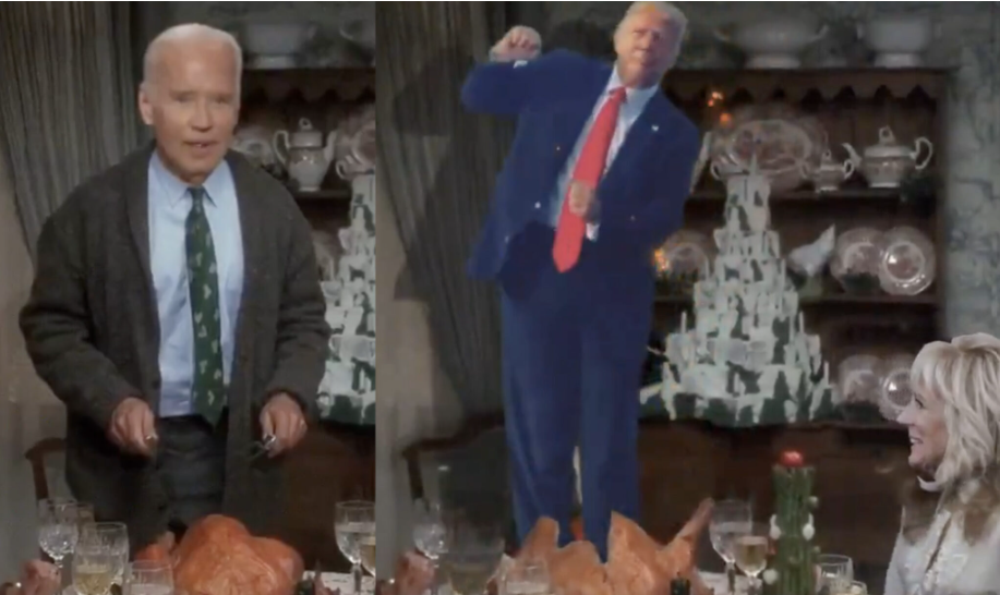 Trump Makes Fun of Biden with Weird Thanksgiving Video: Pops Out of ...